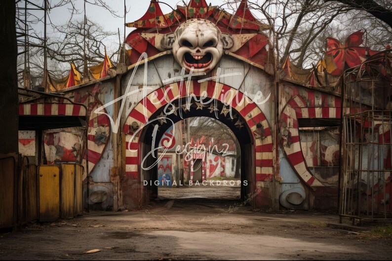 Abandoned Circus Digital Backdrop Creepy Clown Photography Background ...