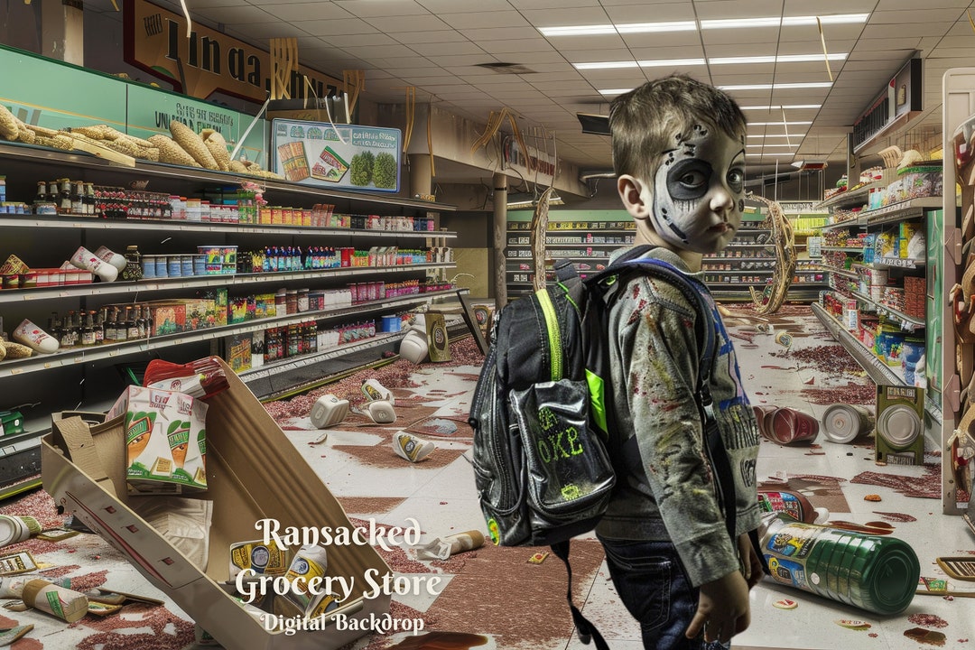 Ransacked Grocery Store Digital Backdrop for Zombie Apocalypse ...