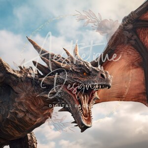 Flying Dragon Rider Digital Backdrop Flying Beast Background Fantasy ...