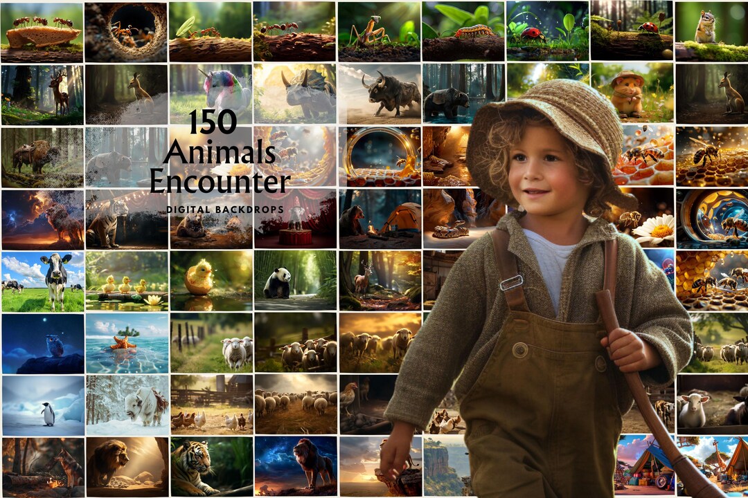 150 Animal Encounter Digital Backdrop Farm Animals Digital Background ...