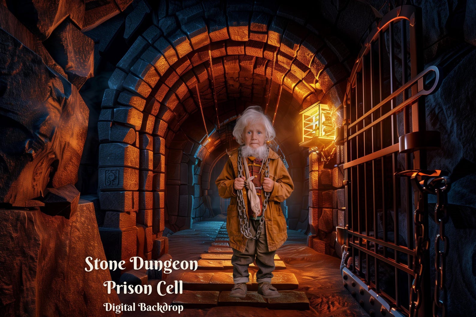 Stone Dungeon Prison Cell Digital Backdrop Stone Cell Digital ...
