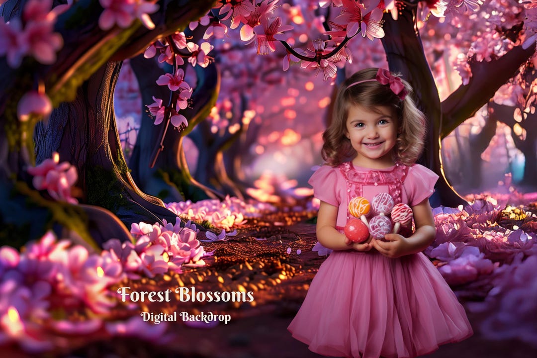 Forest Blossoms Digital Backdrop for Japanese Forest Photo Background ...