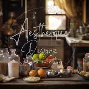 16 Little Chef's Rustic Kitchen Digital Backdrop Young Chef Photography ...