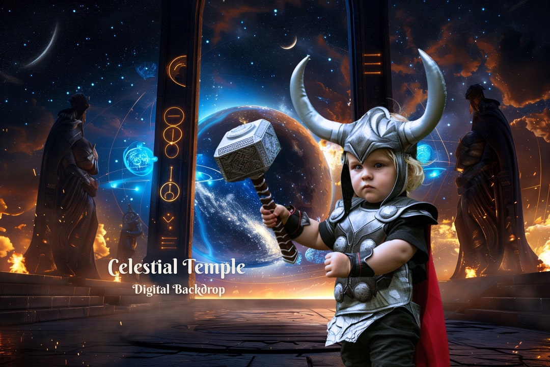 Celestial Temple Digital Backdrop Mysterious Titans on Galaxy Digital ...