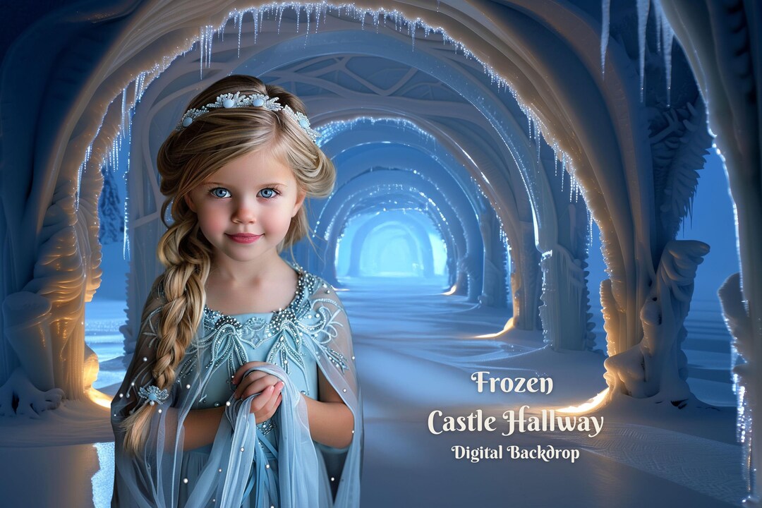 Frozen Castle Hallway Digital Backdrop Magical Winter Digital ...