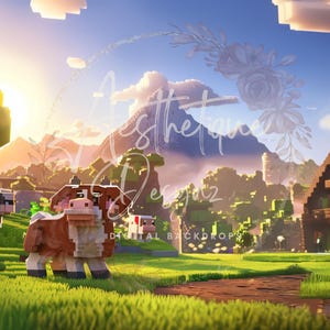 Block World - Farm House Digital Backdrop for 3D Farm Animals Composite ...