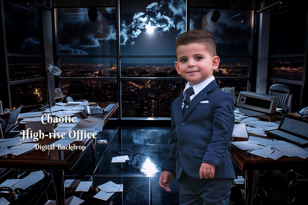 Chaotic High-rise Office Digital Backdrop for Corporate Staff Composite ...