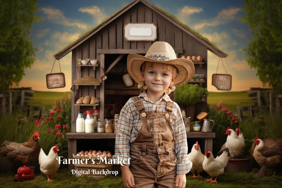Farmer's Market Digital Backdrop Friendly Animals Digital Background ...