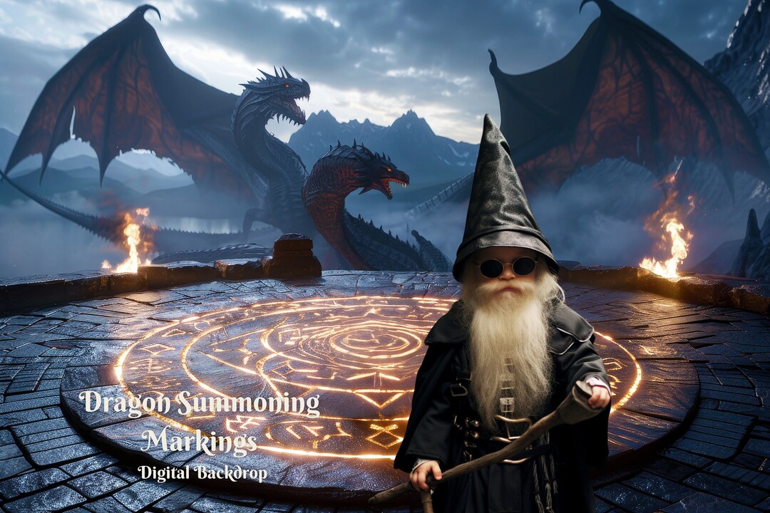 Dragon Summoning Markings Digital Backdrop Wizard's Rune Altar ...