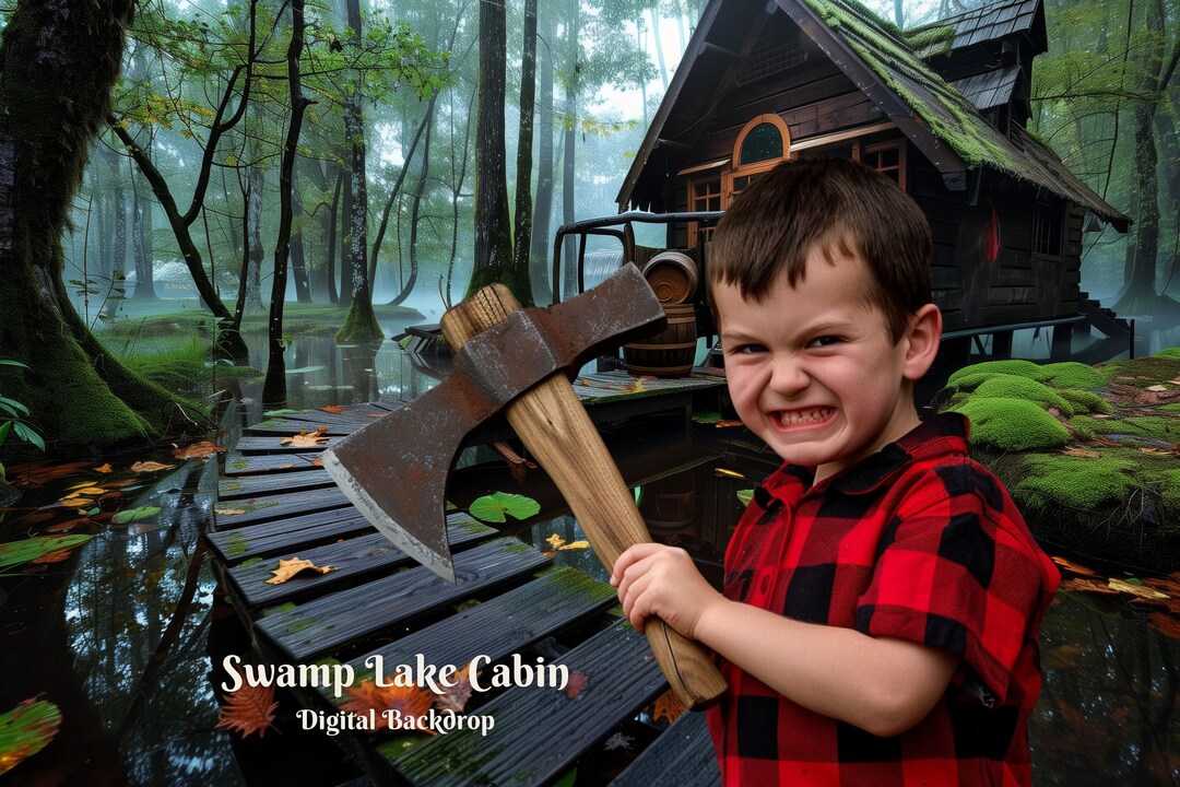 Swamp Lake Cabin Digital Backdrop Nature Lover Photography Background ...