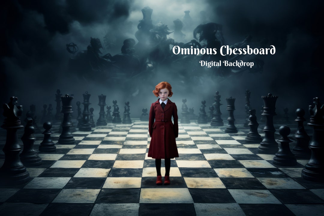 Ominous Chessboard Digital Backdrop Dark Chess Digital Background Giant ...