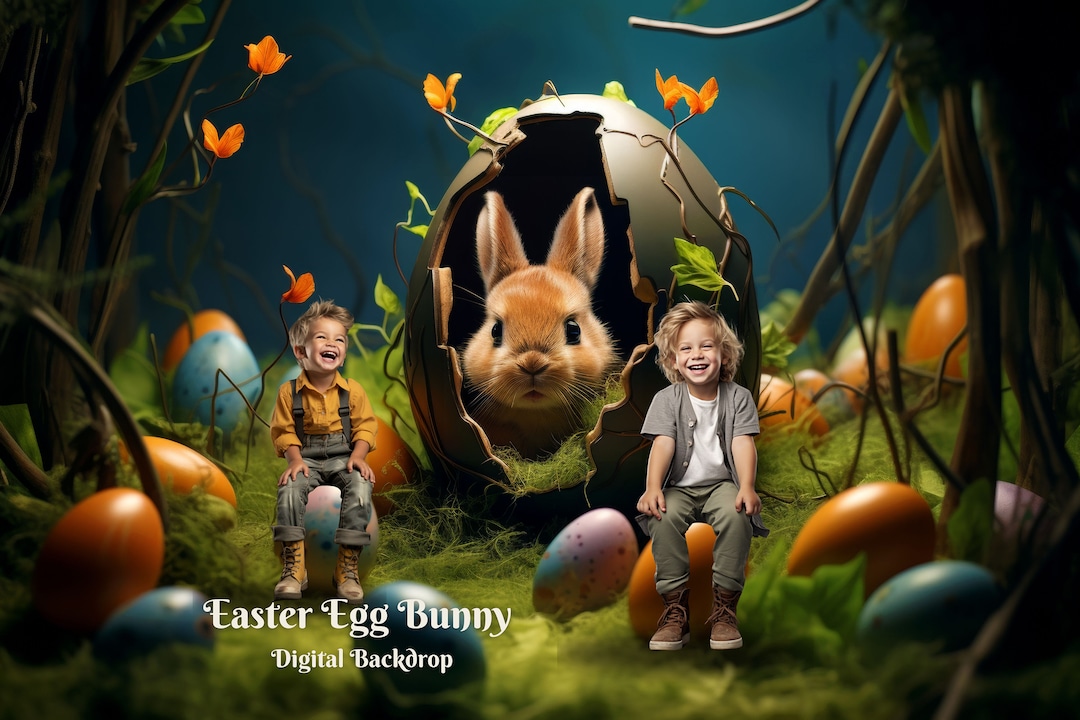 Easter Egg Bunny Digital Backdrop for Easter Egg Hunt Composite Image ...