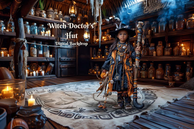 Witch Doctors Hut Digital Backdrop Haunted House Photo Overlay for ...