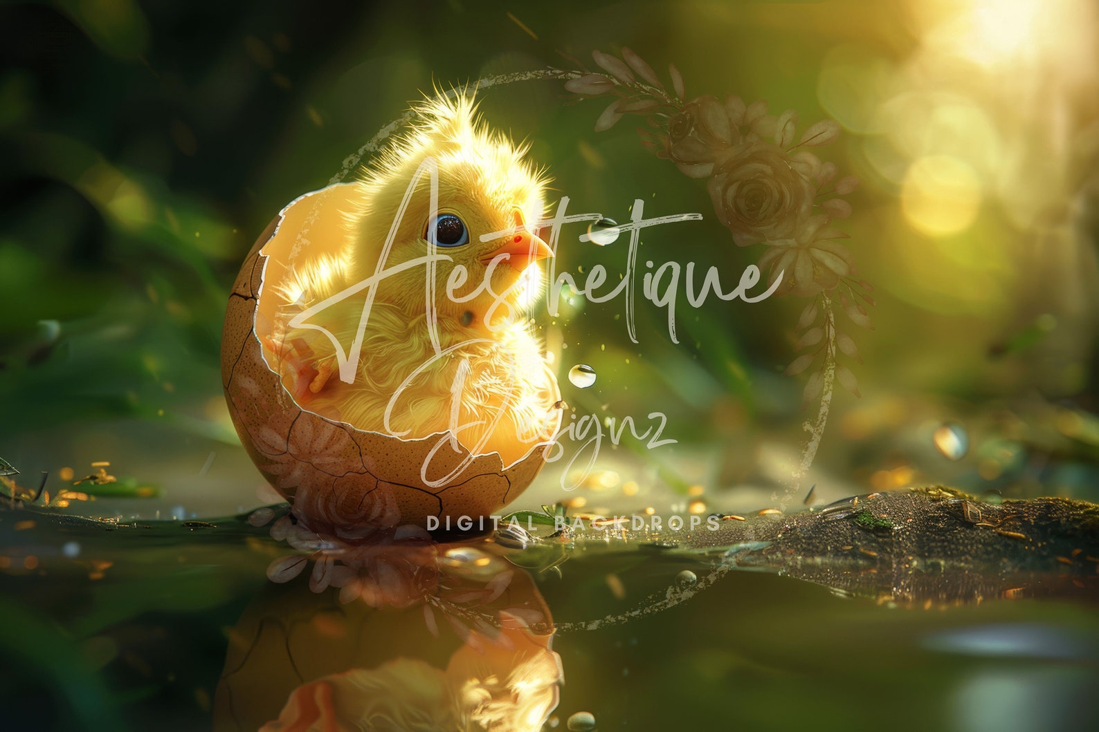 Hatchling Chick Digital Backdrop Friendly Animals Digital Background ...