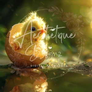 Hatchling Chick Digital Backdrop Friendly Animals Digital Background ...