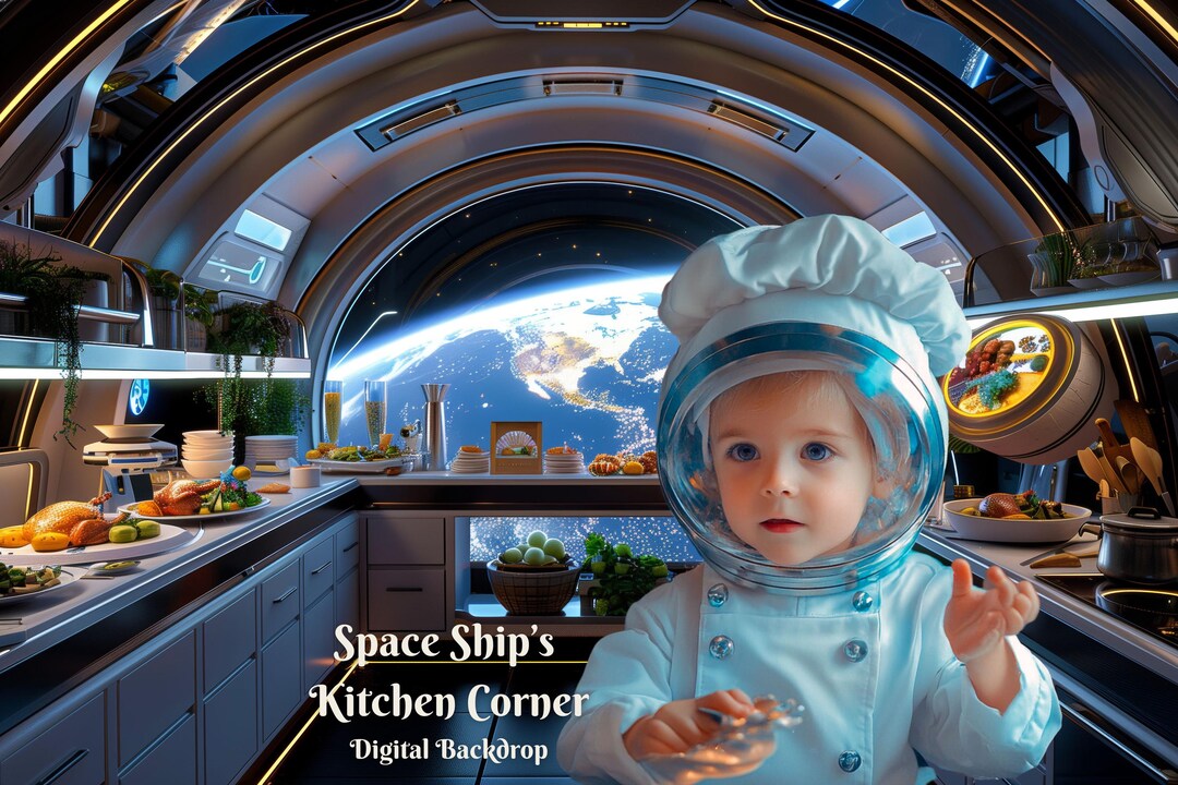 Space Ship's Kitchen Corner Digital Backdrop for Advanced Future ...
