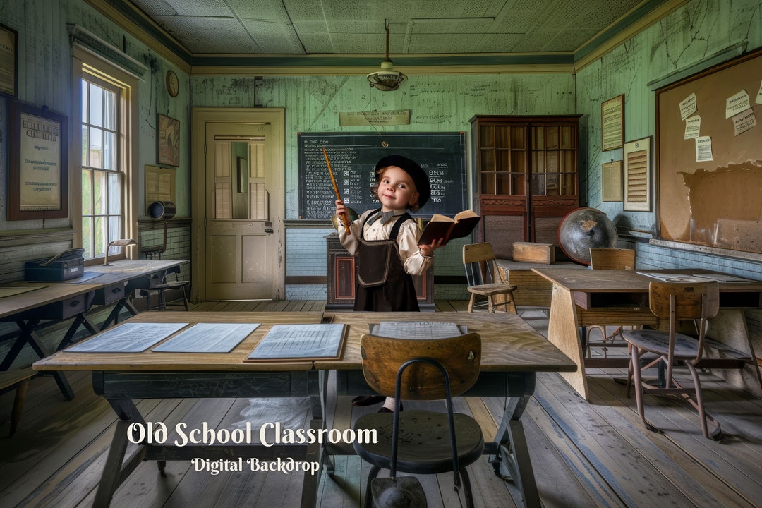 Old School Classroom Digital Backdrop Vintage Classroom Composite ...