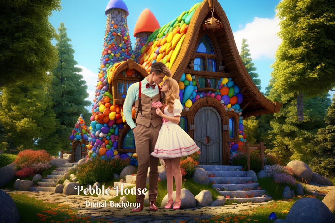 Colorful Pebble House Digital Backdrop for Creative Composite Images ...