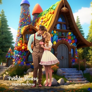Colorful Pebble House Digital Backdrop for Creative Composite Images ...