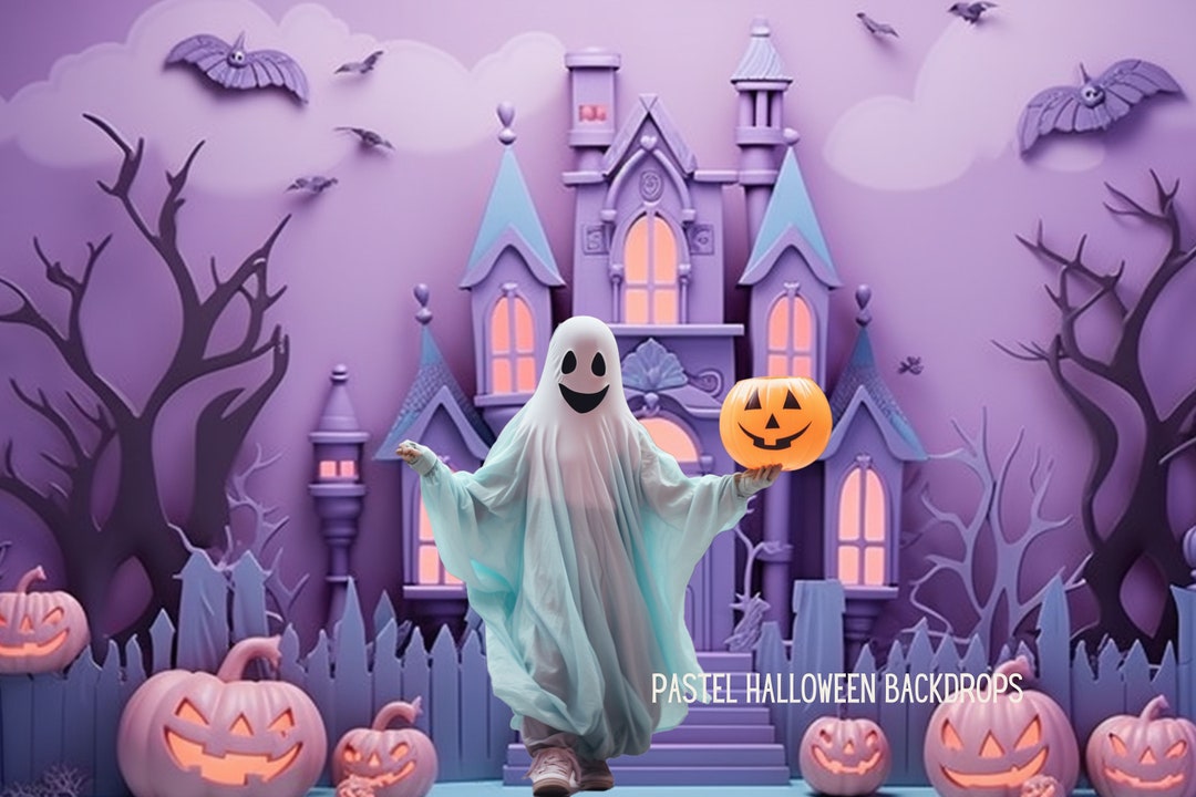 Pastel Halloween Digital Backdrop for Kids and Toddlers, Cute Halloween ...