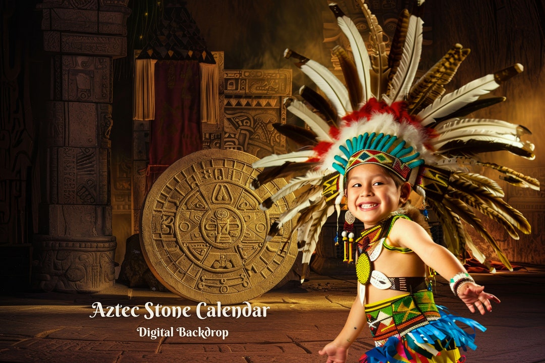 Aztec Stone Calendar Digital Backdrop Aztec Sacred Altar Digital ...