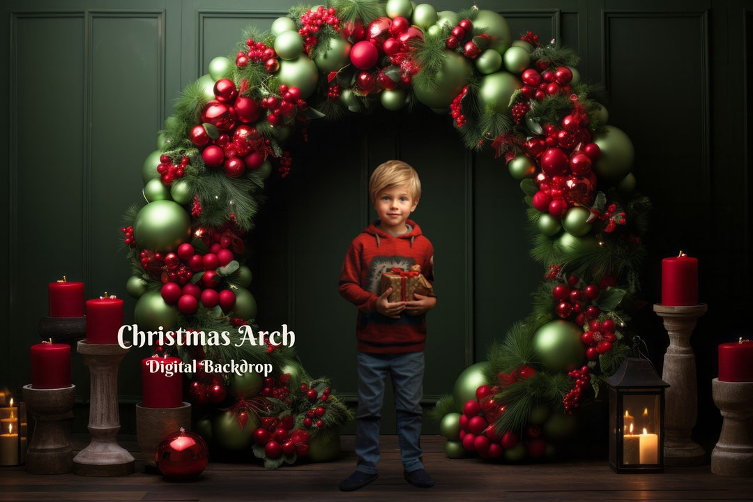 Christmas Arch Digital Backdrop Christmas Photo Background Christmas ...