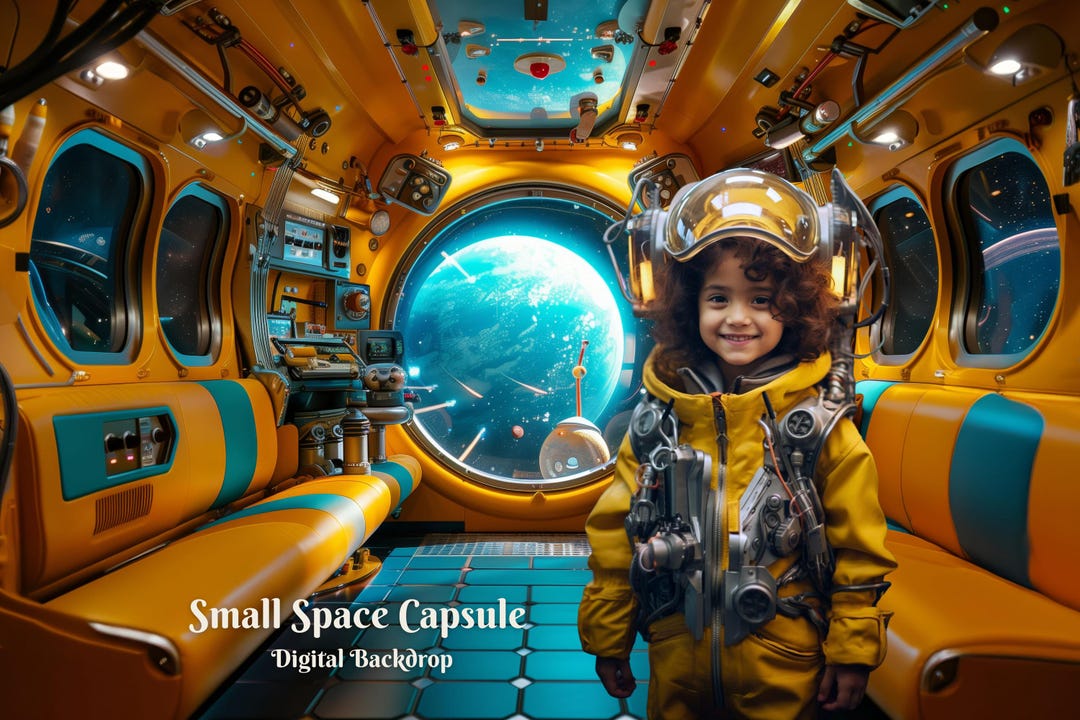 Small Space Capsule Digital Backdrop for Advanced Future Technology ...
