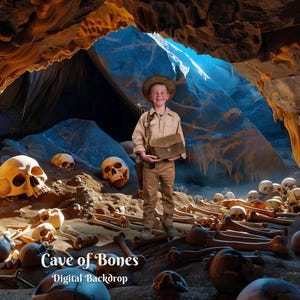Cave of Bones Digital Backdrop Kid Archeologist Digital Background for ...