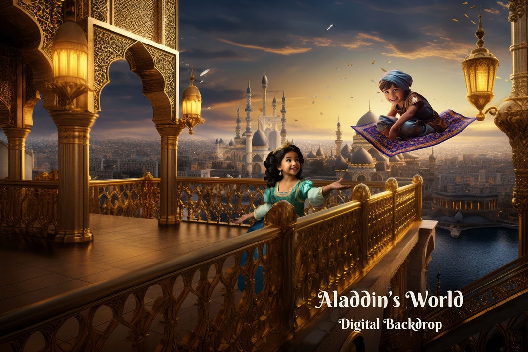 Aladdin's World Digital Backdrop Arabian City Balcony Background ...