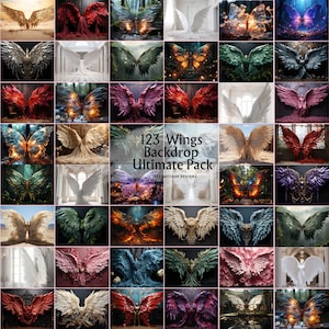 123 Multi-color Wings Digital Background Giga Pack Fantasy Wings ...
