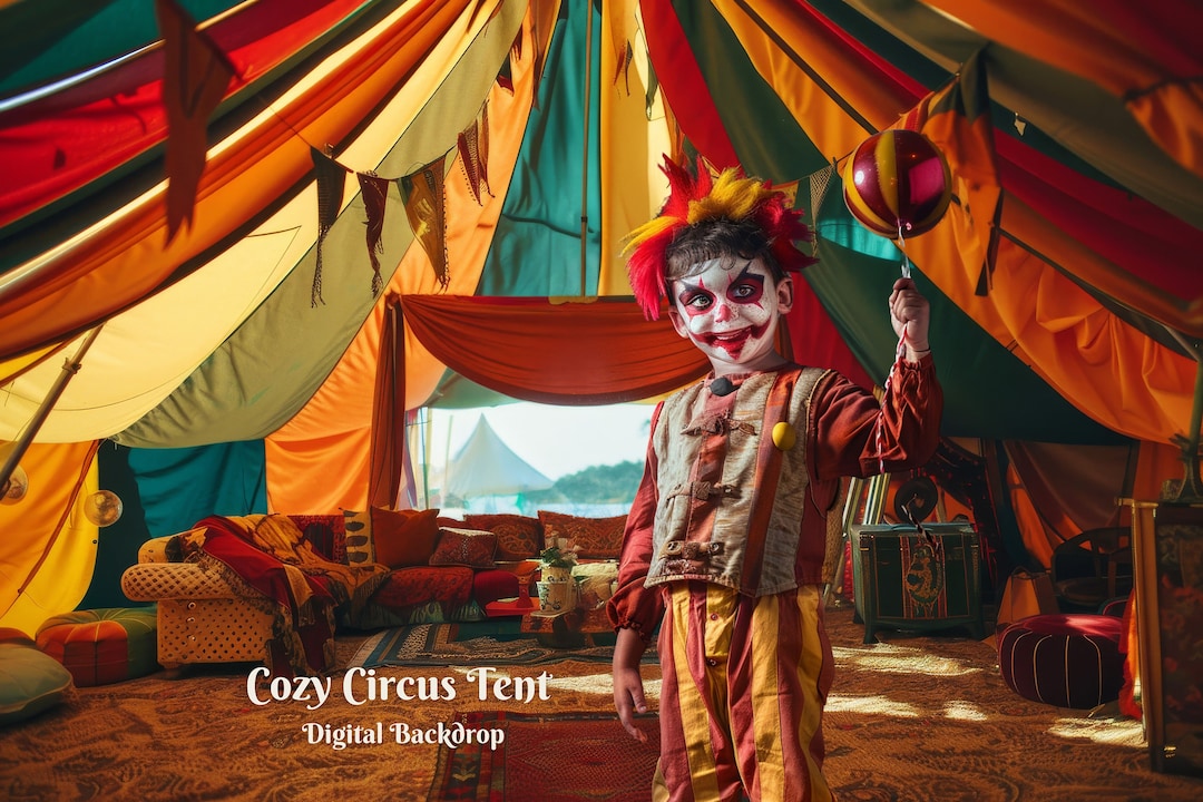 Cozy Circus Tent Digital Backdrop Colorful Tent Photo Background ...