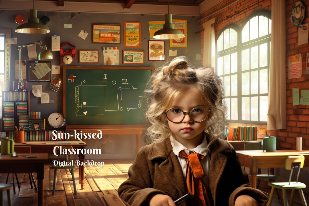 Sun-kissed Classroom Digital Backdrop Old Classroom Composite Overlay ...
