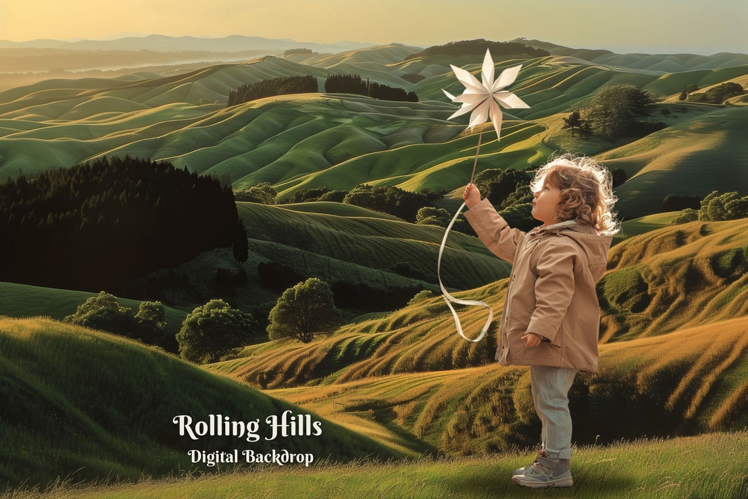 Rolling Hills Digital Backdrop Green Fields Photography Background for ...