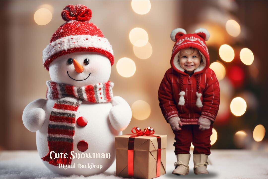 Cute Snowman Plushie Digital Backdrop Christmas Season Digital ...