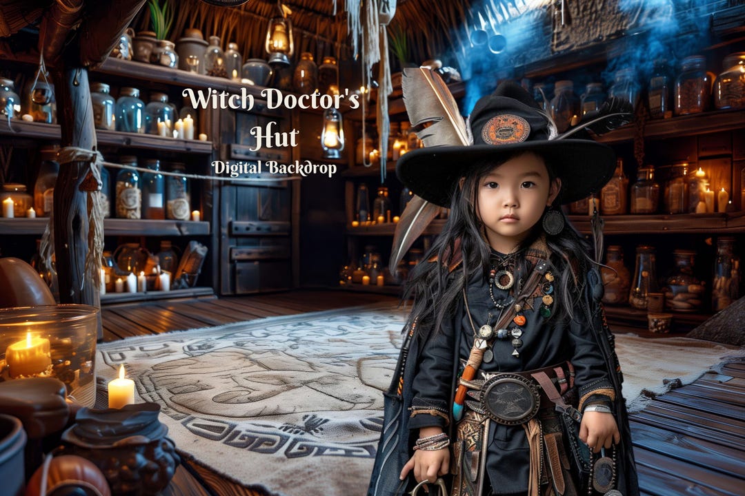 Witch Doctors Hut Digital Backdrop Haunted House Photo Overlay for ...