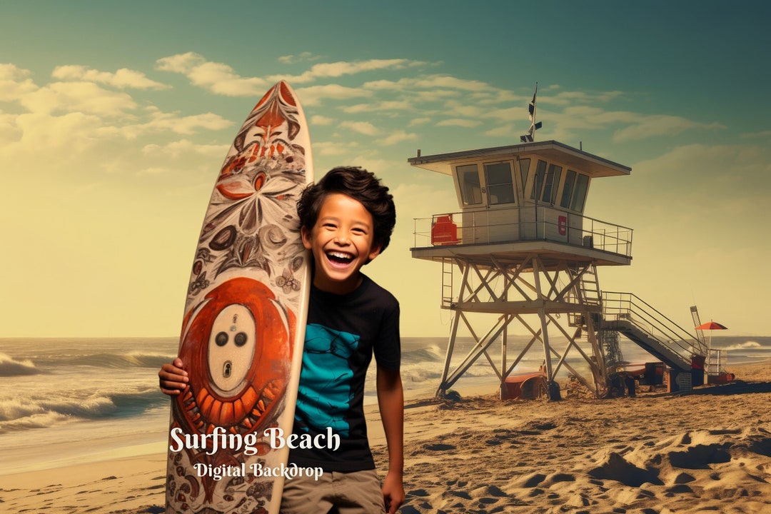 Surfing Beach Digital Backdrop Summer Outing Digital Background for ...