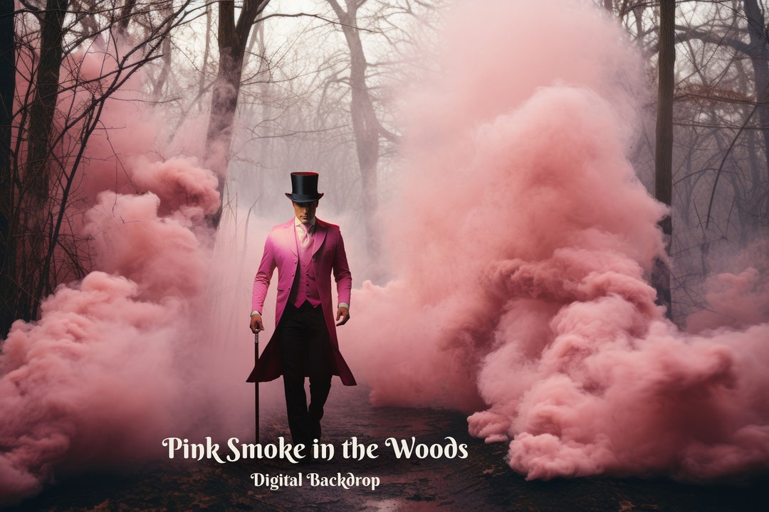 Pink Smoke in the Woods Digital Backdrop for Outdoor Magic Photo ...