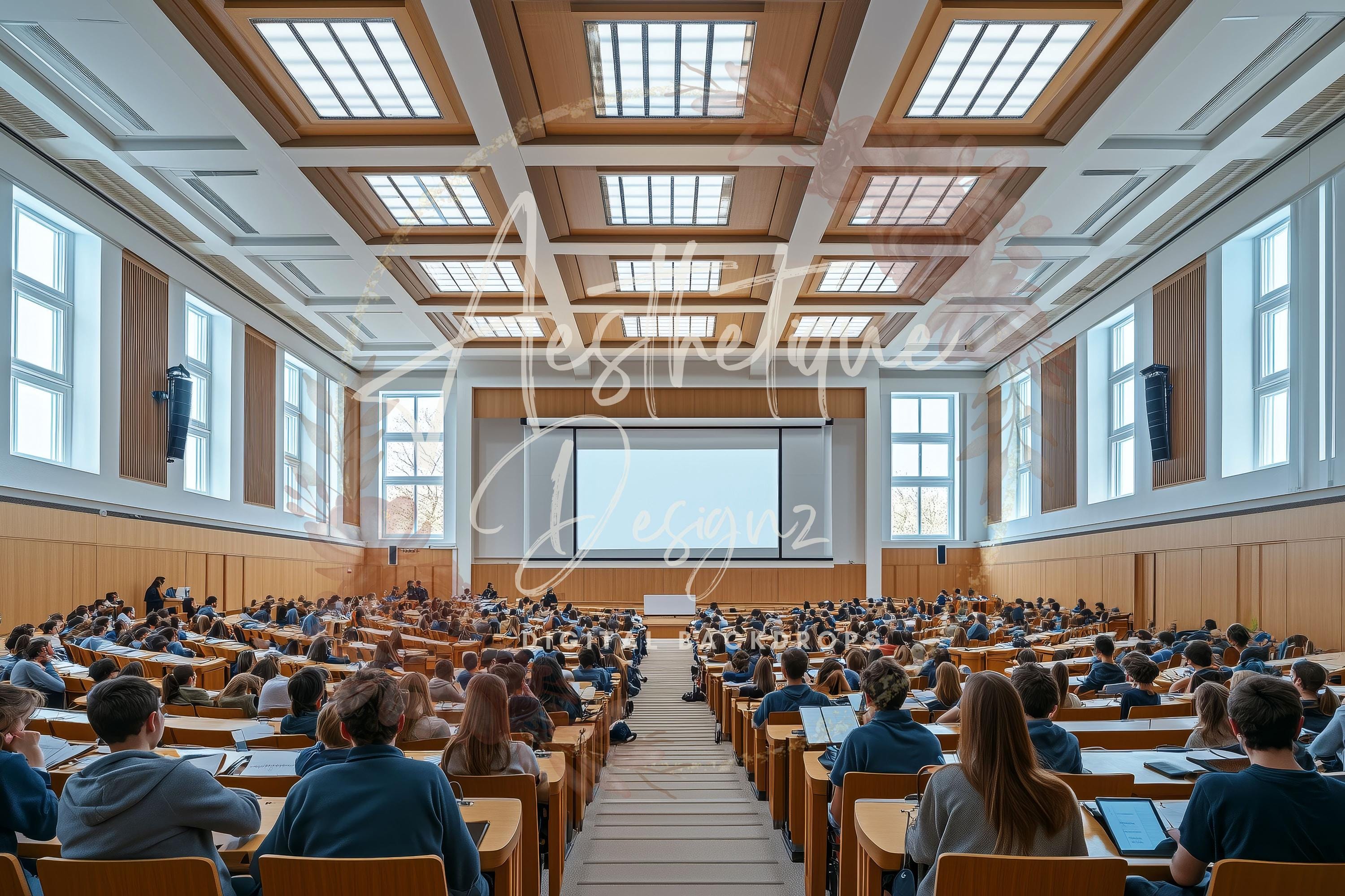 Jampacked Lecture Hall Digital Backdrop Modern Classroom Composite ...