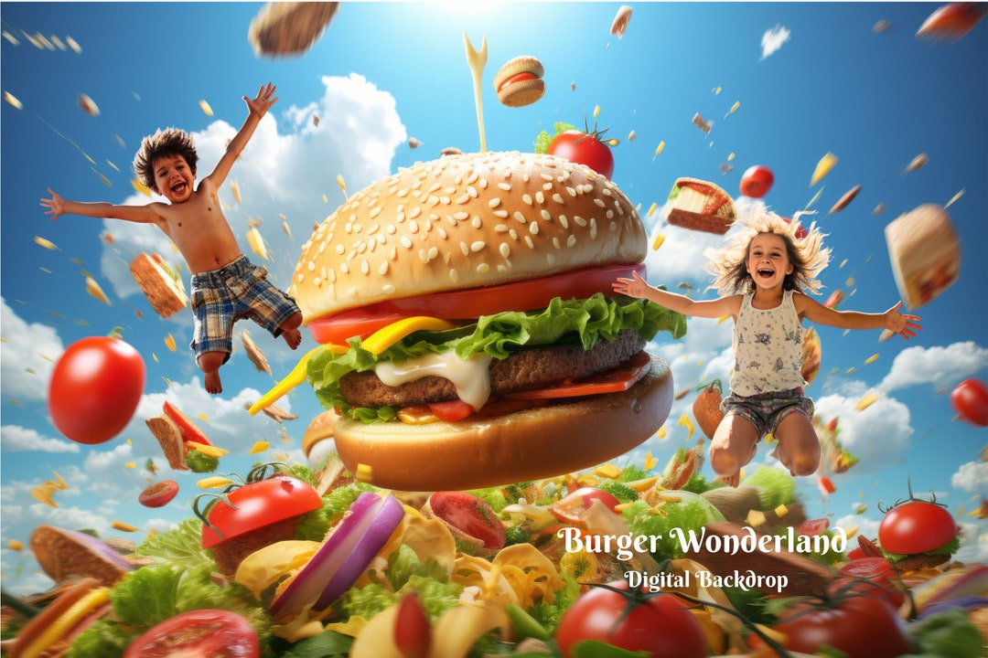 Burger Wonderland Digital Backdrop Food Lover Digital Background Giant ...