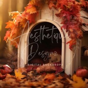 Beautiful Autumn Dog House Digital Backdrop Pet Autumn Wonderland ...