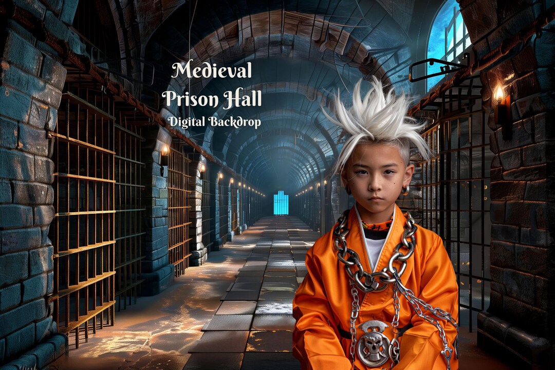 Medieval Prison Hall Digital Backdrop Stone Cell Digital Background ...