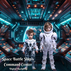 Space Battle Ship's Command Center Digital Backdrop for Advanced Future ...