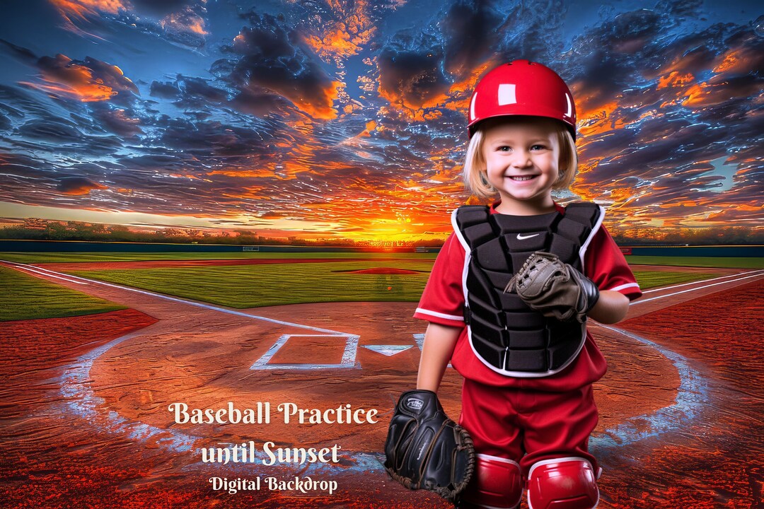 Baseball Until Sunset Digital Backdrop for Professional Baseball Player ...