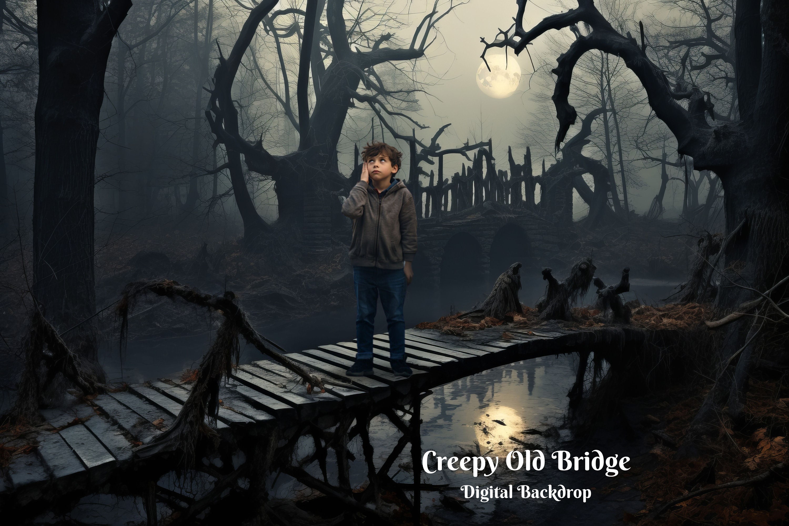 Creepy Old Bridge Digital Backdrop Spooky Photo Background - Etsy