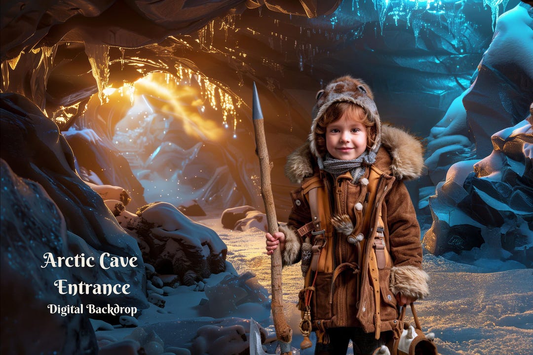 Arctic Cave Entrance Digital Backdrop Magical Winter Digital Background ...