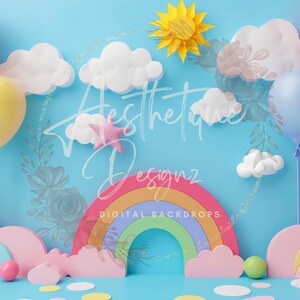 Rainbow Stage Digital Backdrop Kid's Playground Photo Background for ...