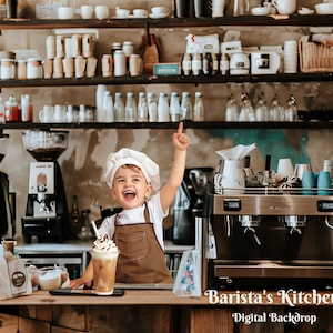 Barista's Kitchen Digital Backdrop Coffee House Photography Background ...