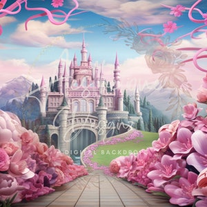 Pink Princess Castle Digital Backdrop Fairy Tale Princess Photography ...