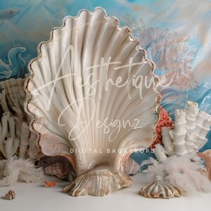 Ocean's Giant Shell Digital Backdrop for Nautical Photoshoot Images ...