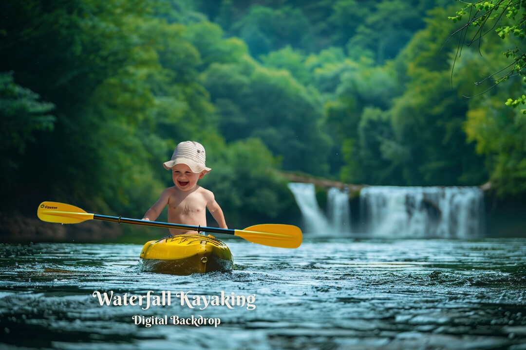 Waterfall Kayaking Backdrop Waterfall Stream Photo Background Canoe ...